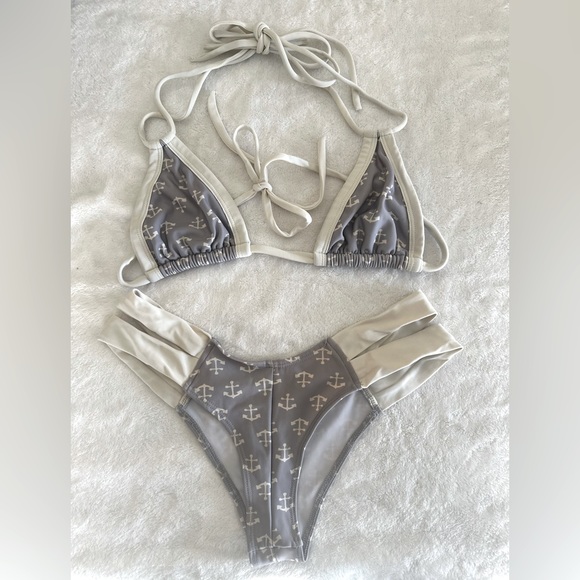 Montce | Swim | Montce Swim Bikini Set Anchor And Bone Double Waist Band Euro Bow Bikini | Poshmark